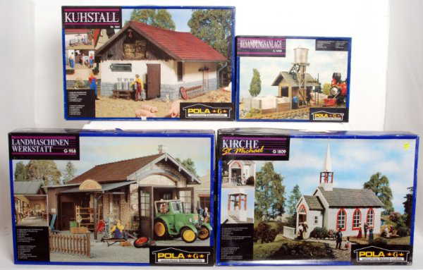 19: Four Pola G scale building kits in original boxes