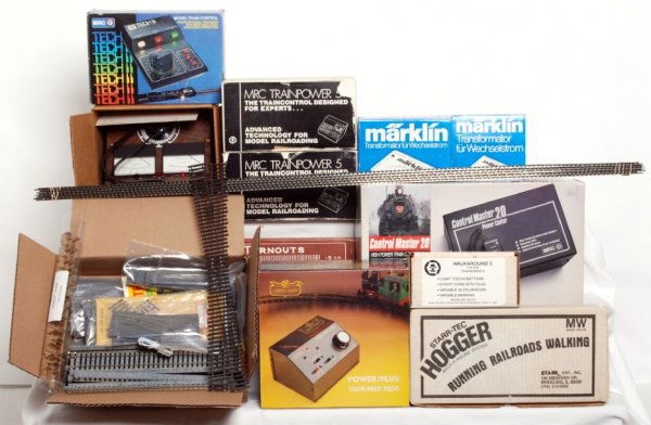 408: Huge lot of HO transformers, switches, track....