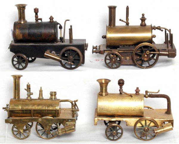 Four Small Live Steam Early Brass Locomotives