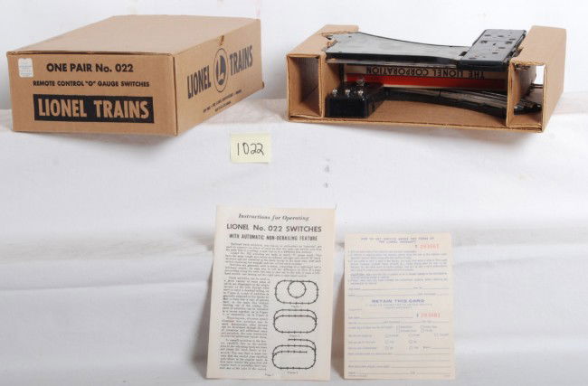 1022: Lionel No. 022 switches in OB, Mint