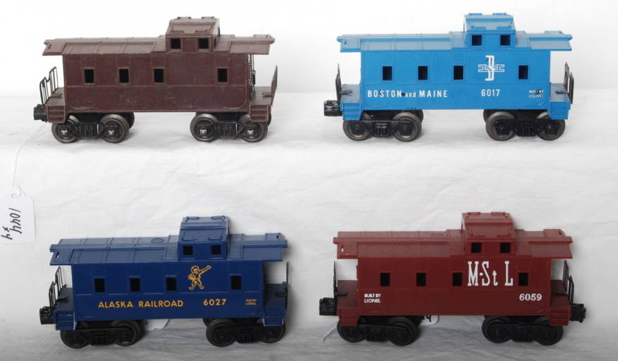 Lionel 6067 Brown, 6017, 6027, 6059 Cabooses