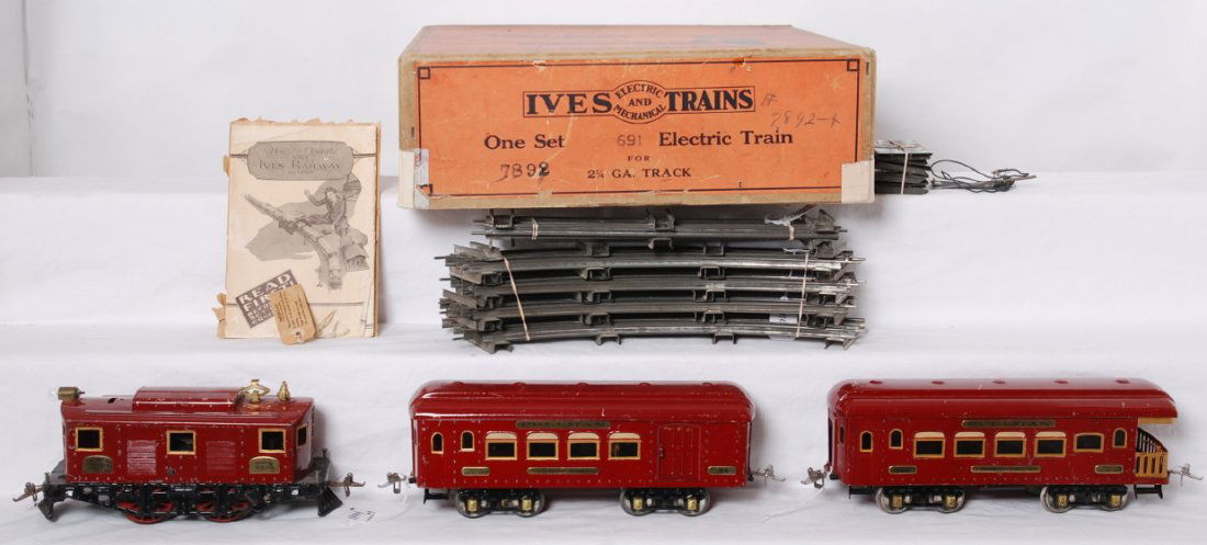 Ives No. 691 electric train set in OB, 3235, 184, 186