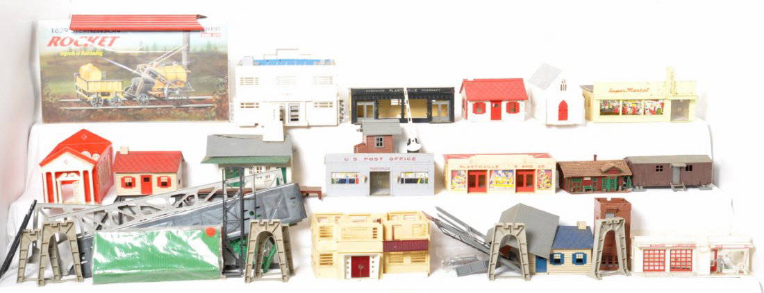 Large Box Of Plasticville Buildings And Parts