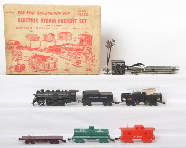 Marx No. 4355 Electric Steam Freight Set, 69 Piece In