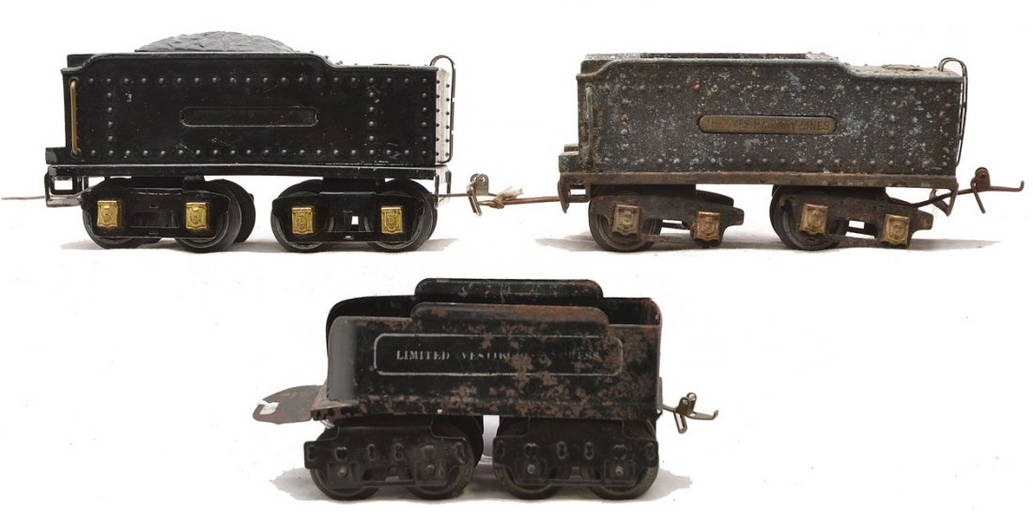 Ives Three No. 25 Eight Wheel Black Tenders