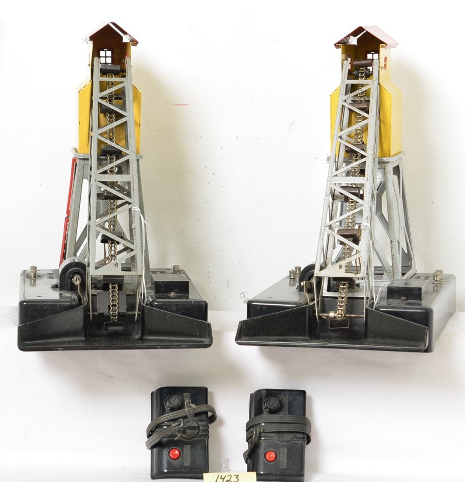 Two Lionel 97 coaling elevators w/controllers