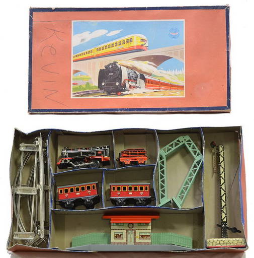 Distler Litho Tin Train Set W/accessories Mint Ob
