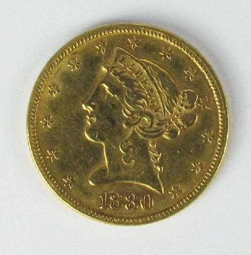U.s. $5 Five Dollar Gold Coin 1880 P