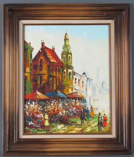 Rene Caron Oil Painting, French, Ca 1950