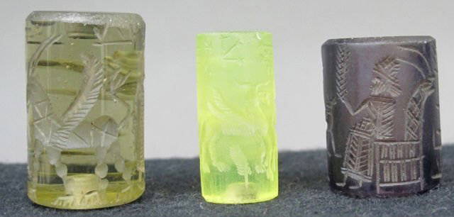 3 Mesopotamian Cylinder Seals, Different Materials
