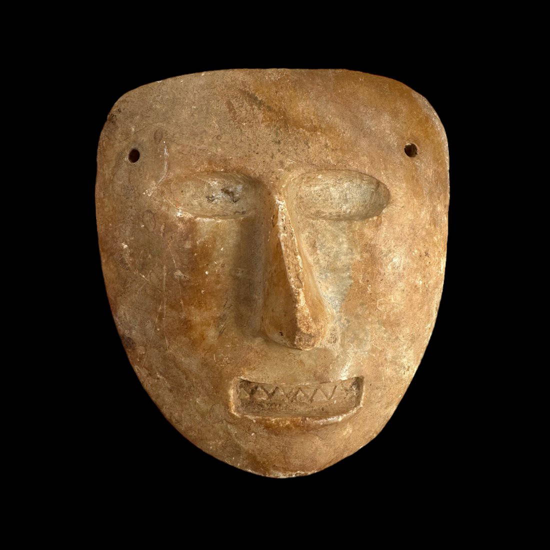 Rare Pre-columbian Sultepec Guerrero Alabaster Funerary Mask Auction