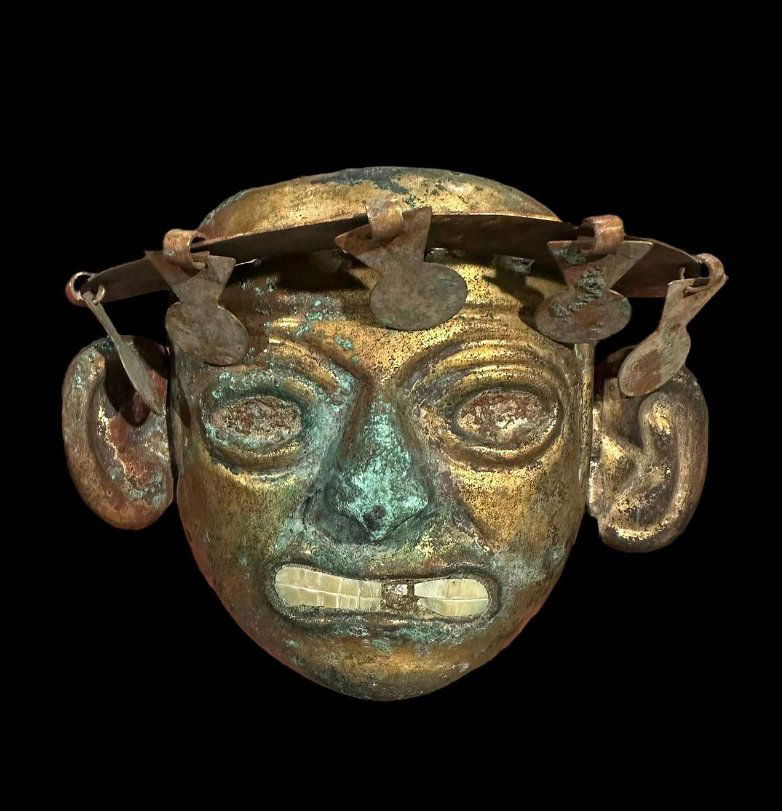 Pre Columbian Moche Gold Gilded Mask