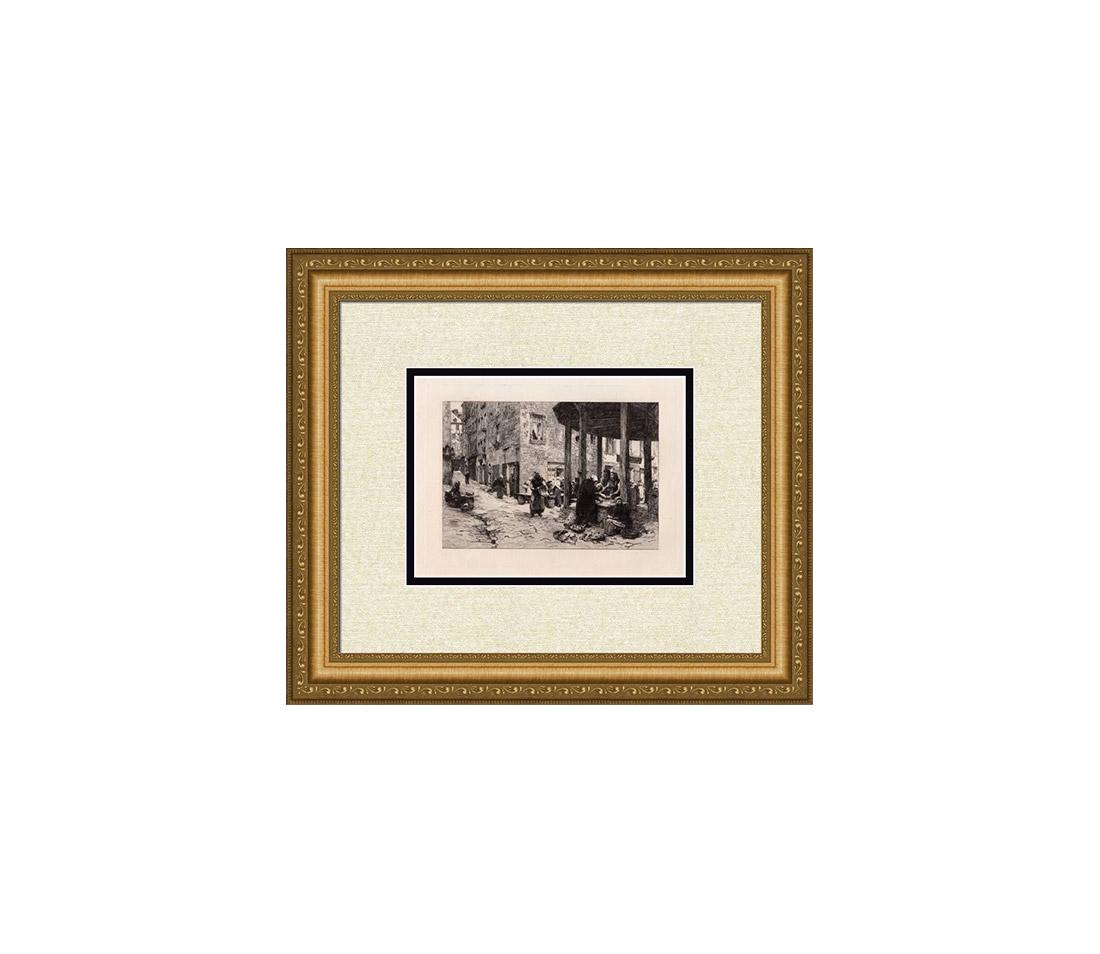 Leon Lhermitte Fish Market St. Malo 1882 Etching