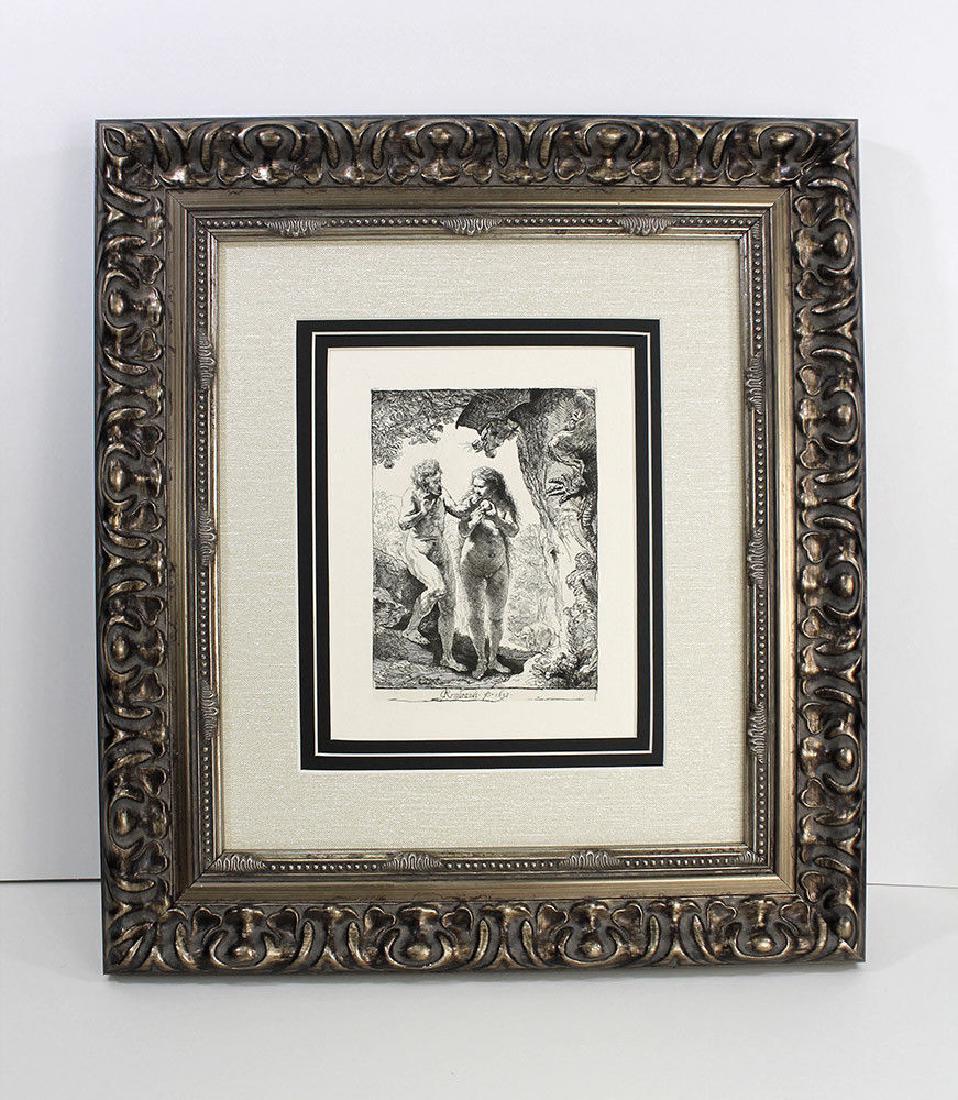 Rembrandt Adam and Eve Etching Signed