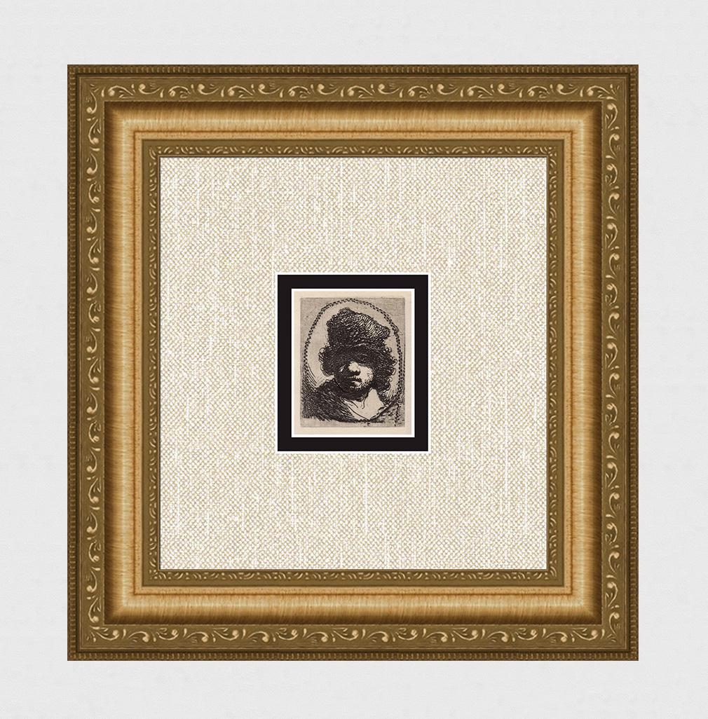 1800s Rembrandt Etching B12 Self Portrait In A Fur Cap