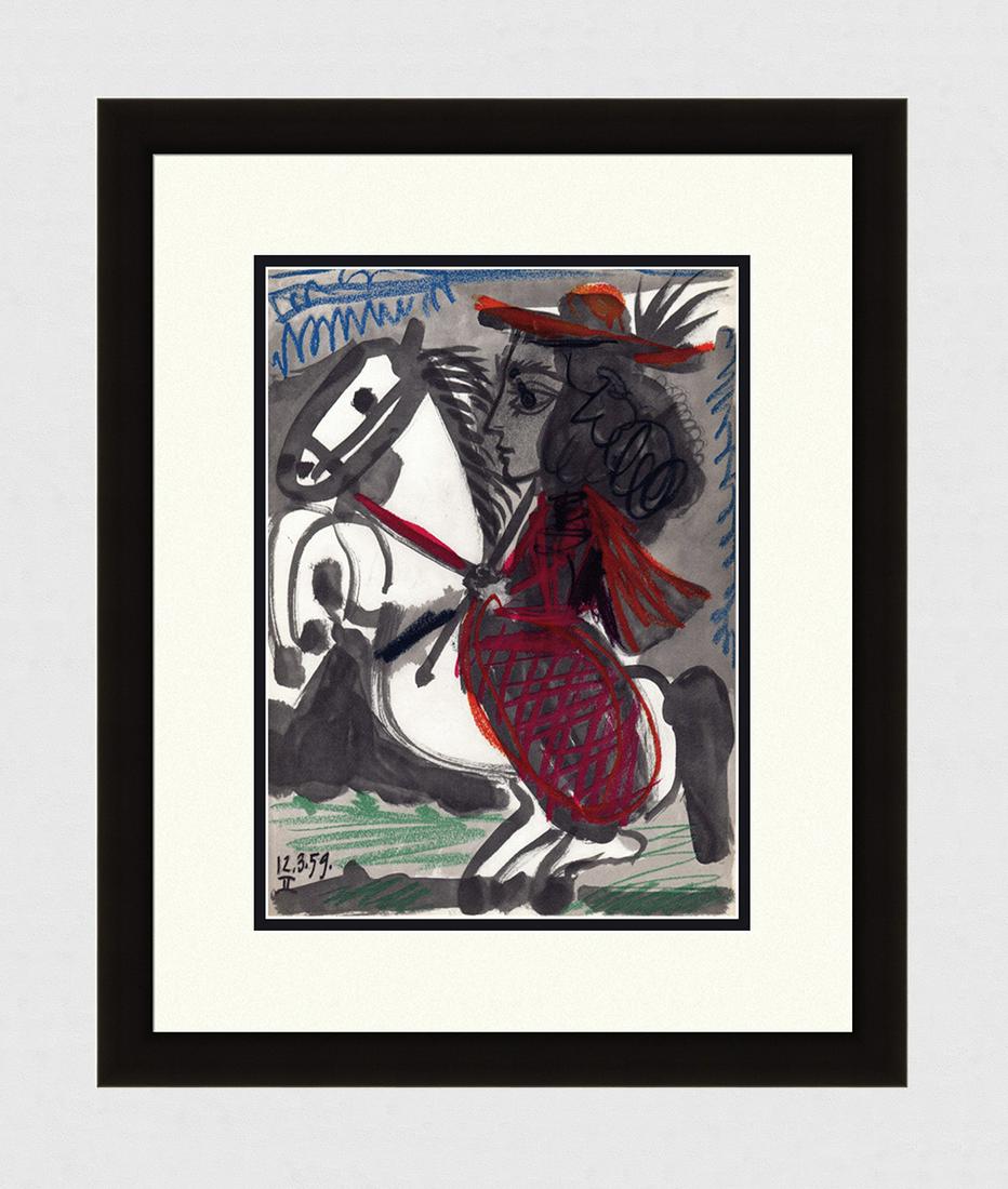 1961 Picasso Color Lithograph Lady On A Horse Wearing A