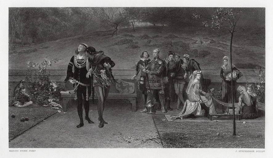 1875 Marcus Stone Edward II and Piers Gaveston engraving signed (#0067 ...