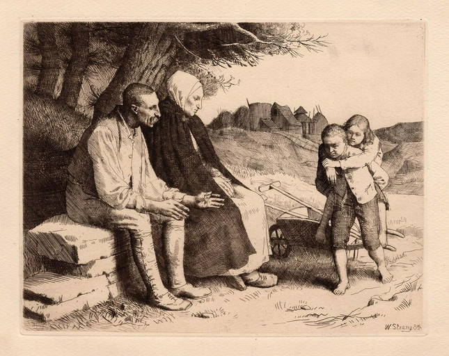 William Strang Cotters Family 1886 Etching
