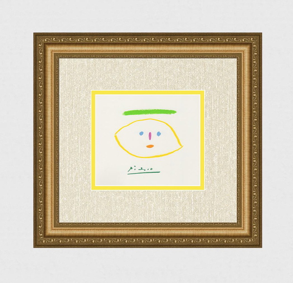 Pablo Picasso 1968 Lithograph Lemon Face Signed Framed