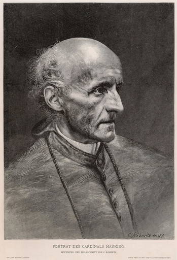 Charles Roberts Portrait Of Cardinal Manning Woodcut Signed