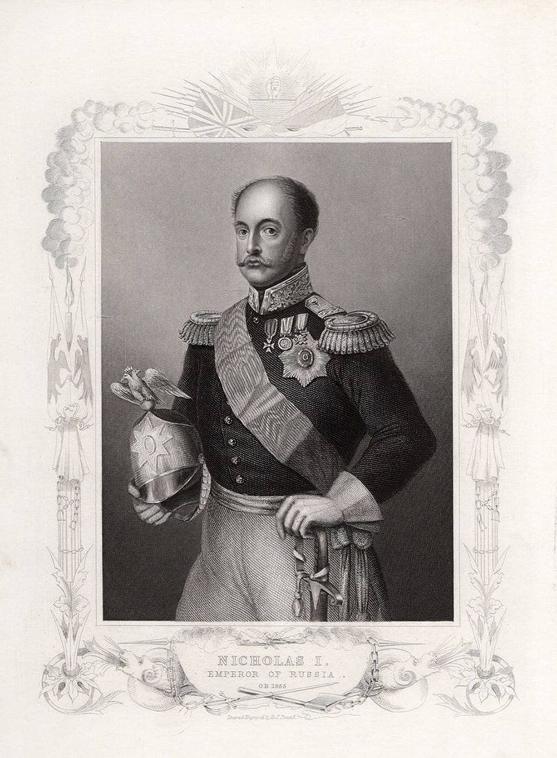 Framed 1800s Daniel John Pound Original Engraving Nicholas I. Of Russia ...