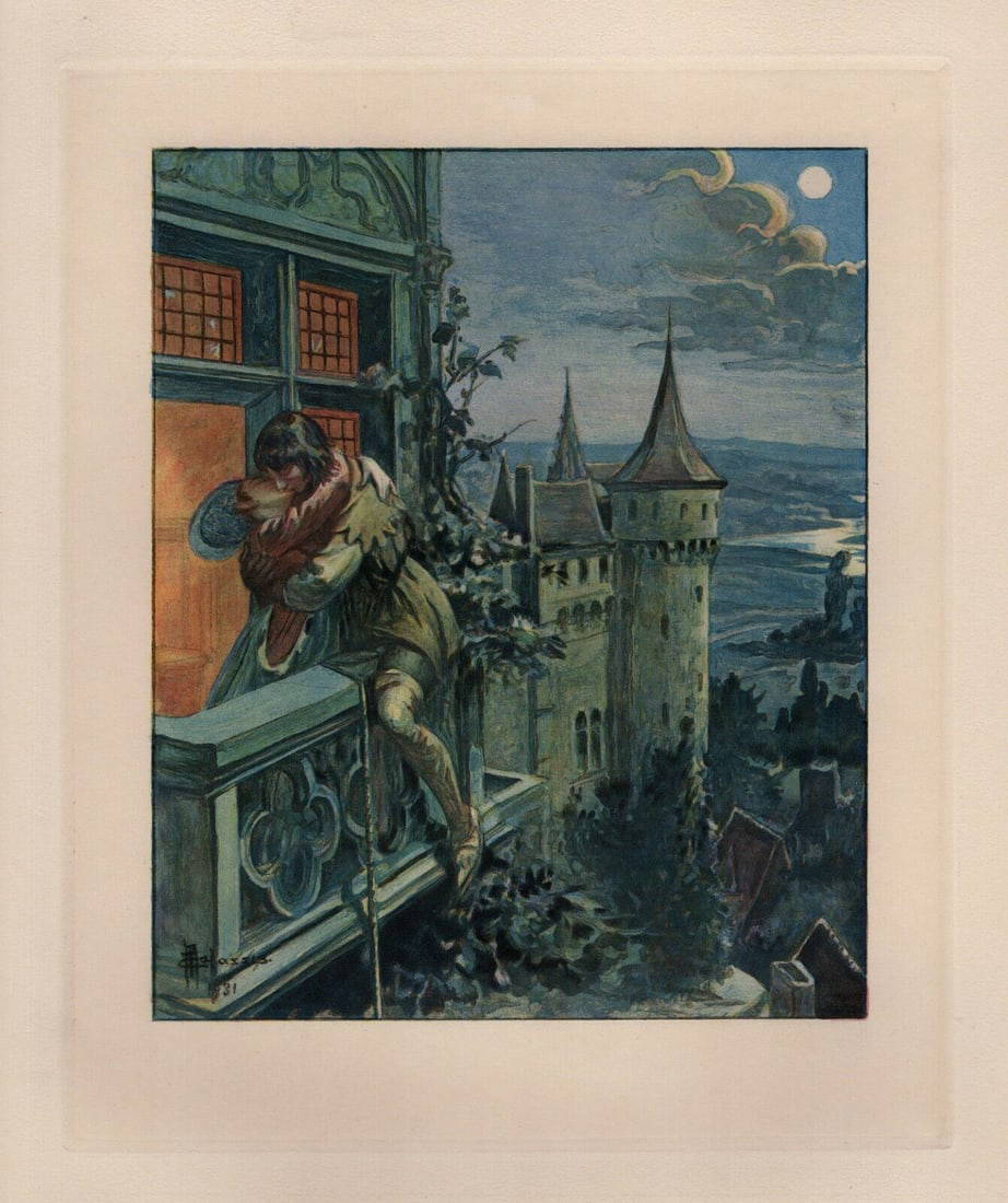 Framed Edmond Malassis Limited Engraving The Kiss Of Lovers Signed Auction