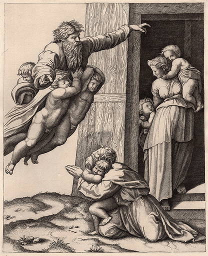 1876 Marcantonio Raimondi Noah And His Family Engraving Durand Goring ...