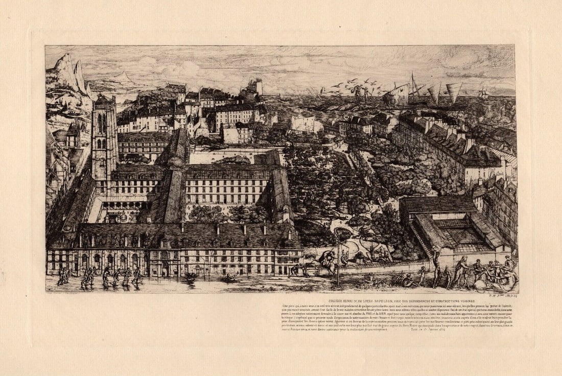 Charles Meryon Vintage Etching College Henri Iv, Paris Signed Framed ...