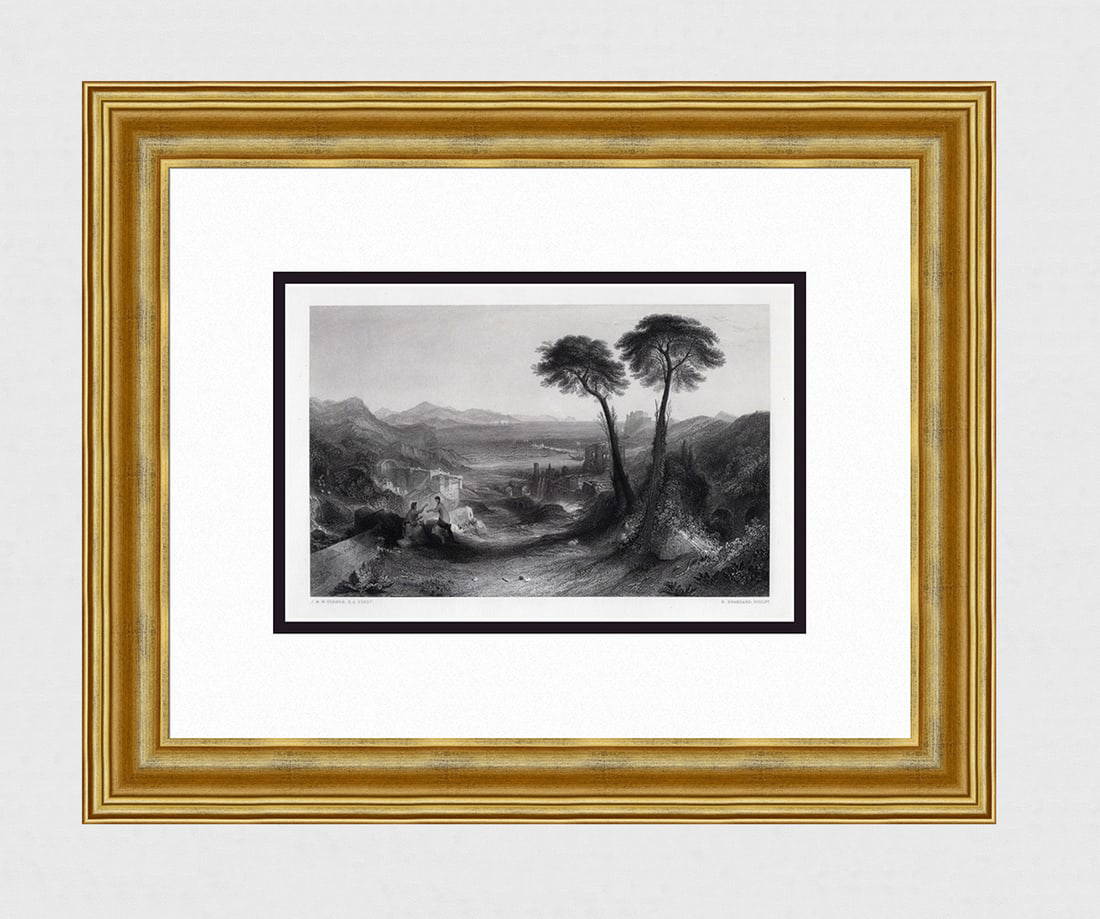 1800s Jmw Turner Engraving Apollo And Sibyl Landacspe Framed Signed Auction