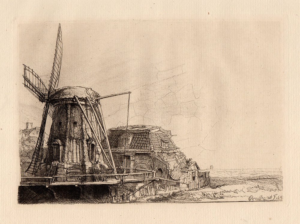 Rembrandt - The Windmill etching 1800's | Rembrandt art, Rembrandt ...