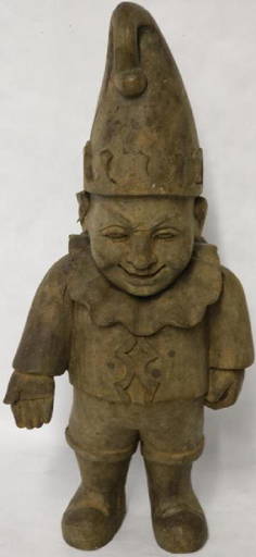 20th C. Carved Wood Punch Figure, Natural Finish,