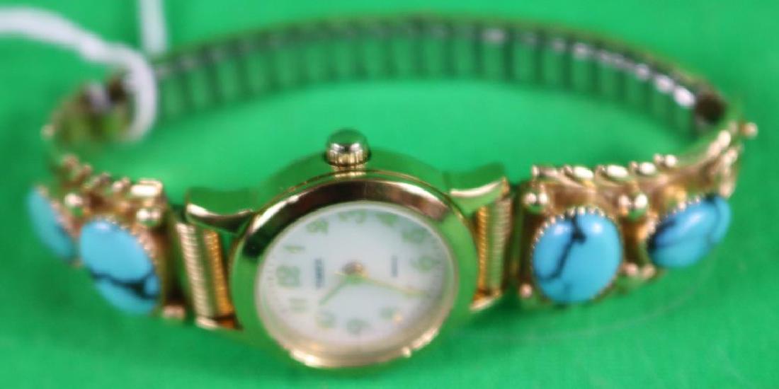 14K YELLOW GOLD WATCH BAND PIECES, SET WITH