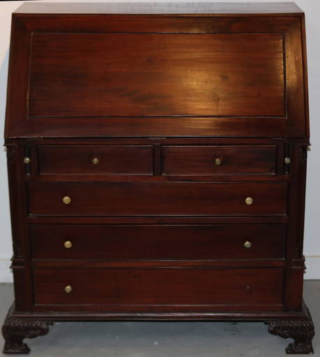 Contemporary Mahogany Slant Lid Desk With Fancy