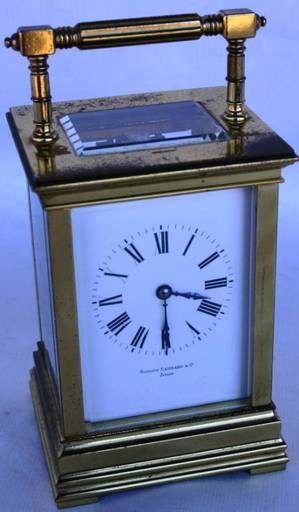 Brass & Glass Carriage Clock Bigelow & Cunard Co.