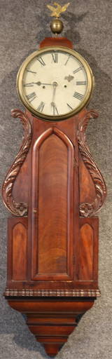 19th C. Mahogany Lyre Style Banjo Clock, Weight