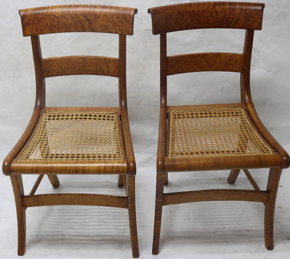 Pair Of 19th C. Birds Eye Maple Fancy Chairs,