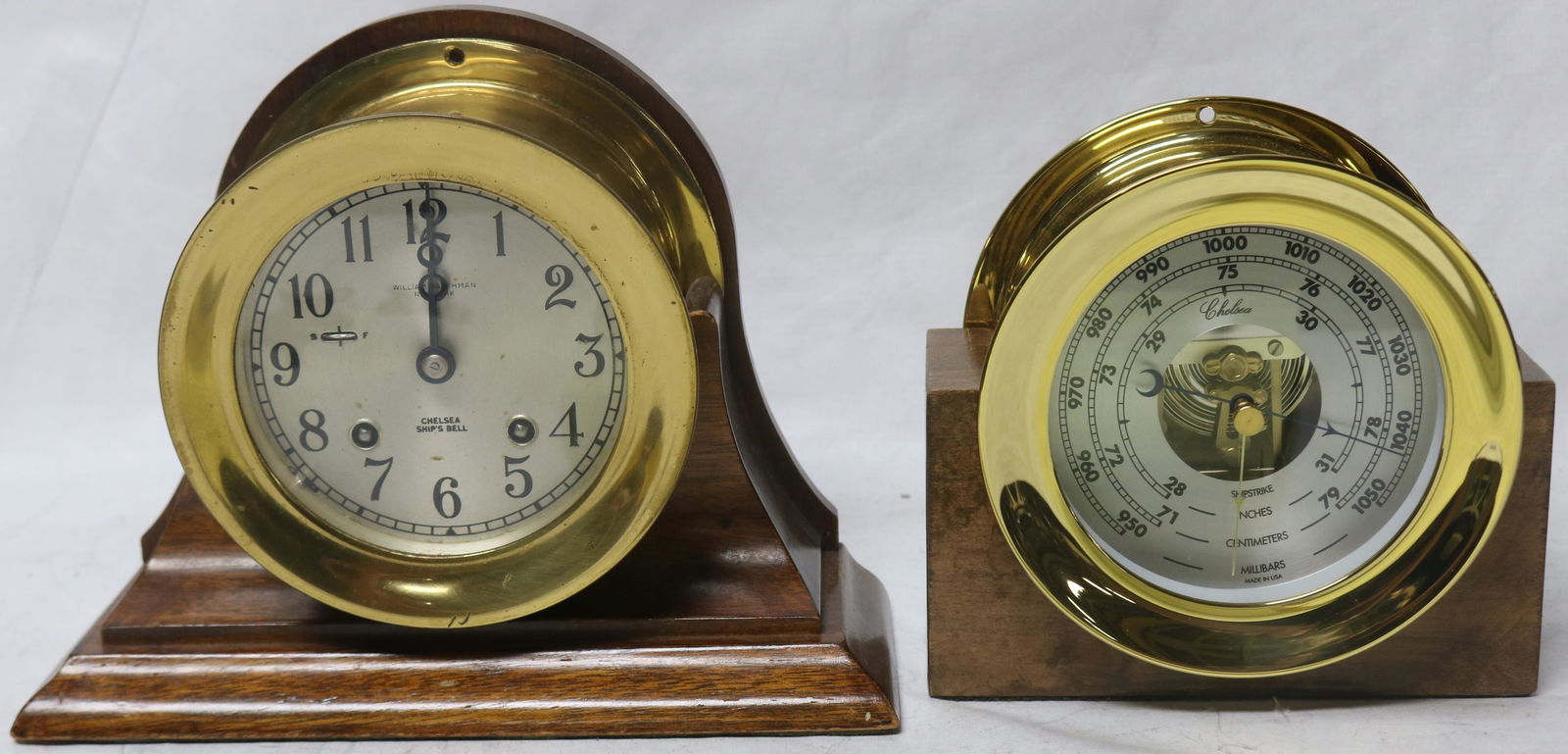 Brass Chelsea Ships Clock & Barometer, Time