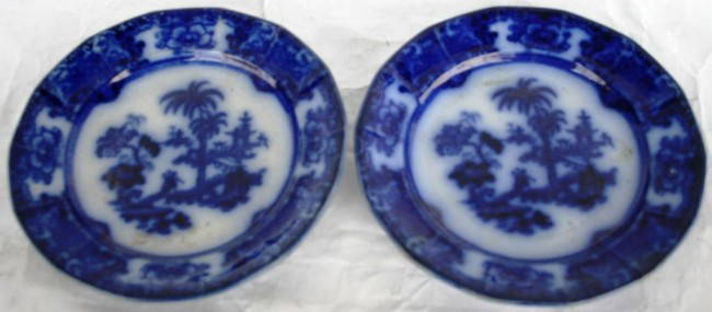 Pair Of 8 1/2" Shapoo Pattern Flo Blue Plates