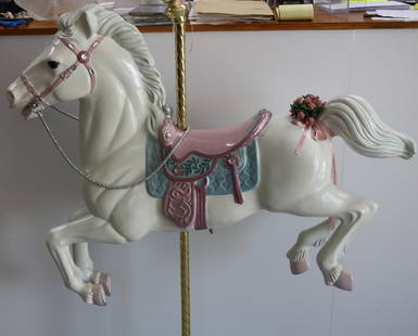 Replica Fiberglass Carousel Horse On Brass Pole