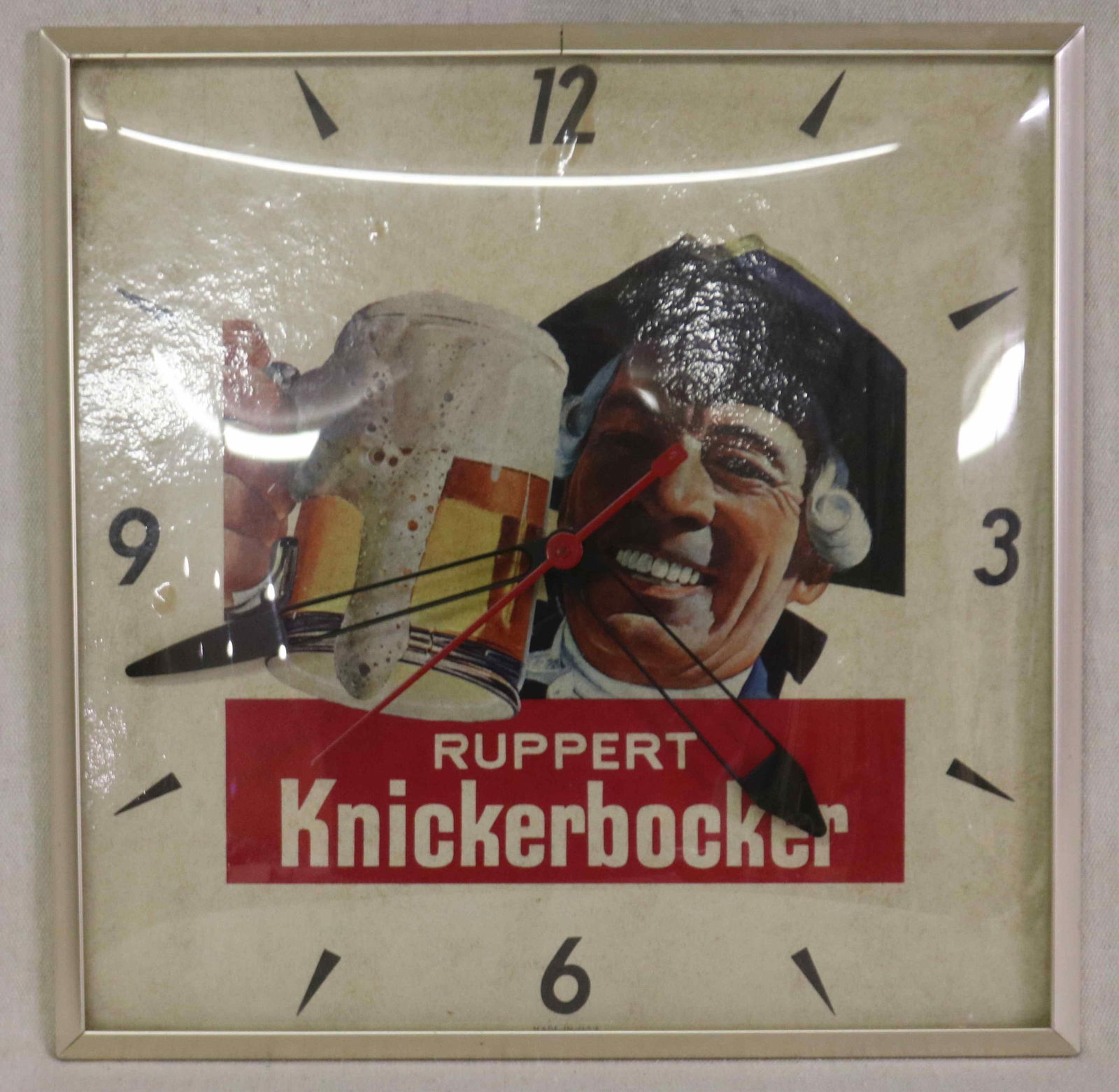 Ruppert Knickerbocker Beer Advertising Clock, Auction