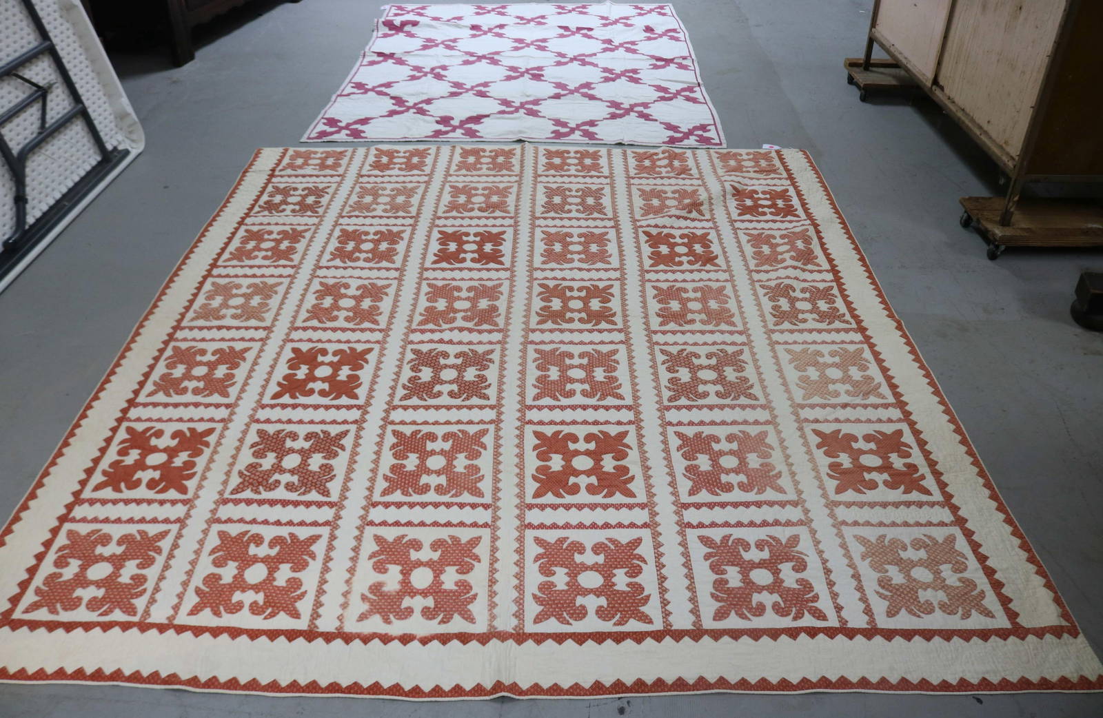 Two Early 20th C. Hand Sewn Quilts, 64" X 81", Auction