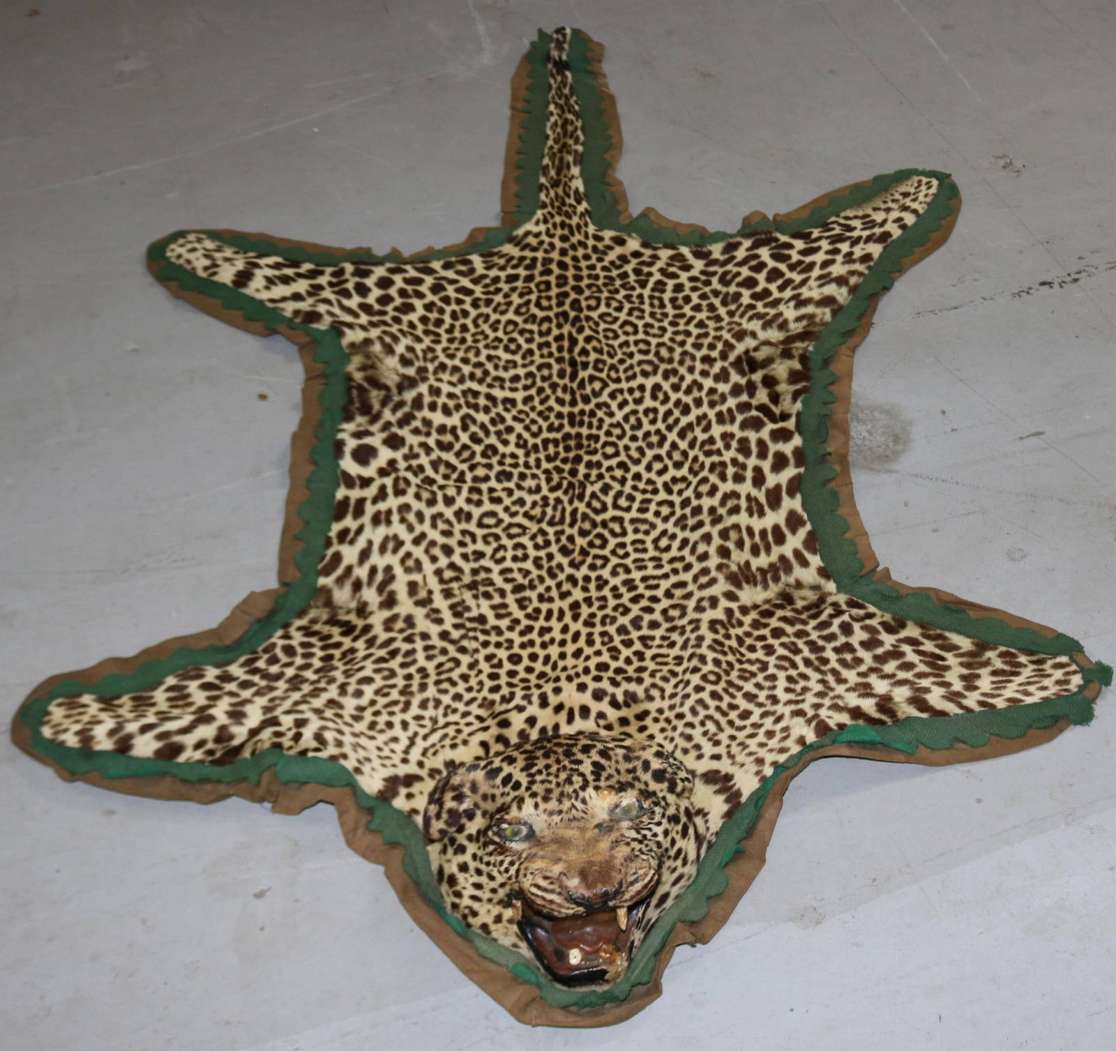 Old Leopard Skin Rug With Head, Circa Wwii, Auction
