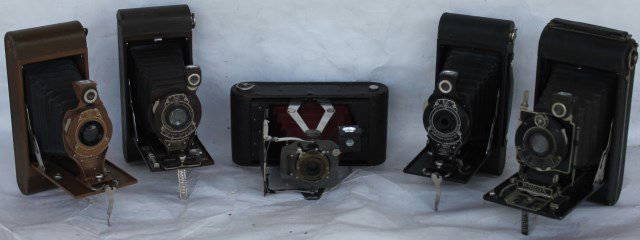 Lot Of 5 Kodak Folding Cameras To Include