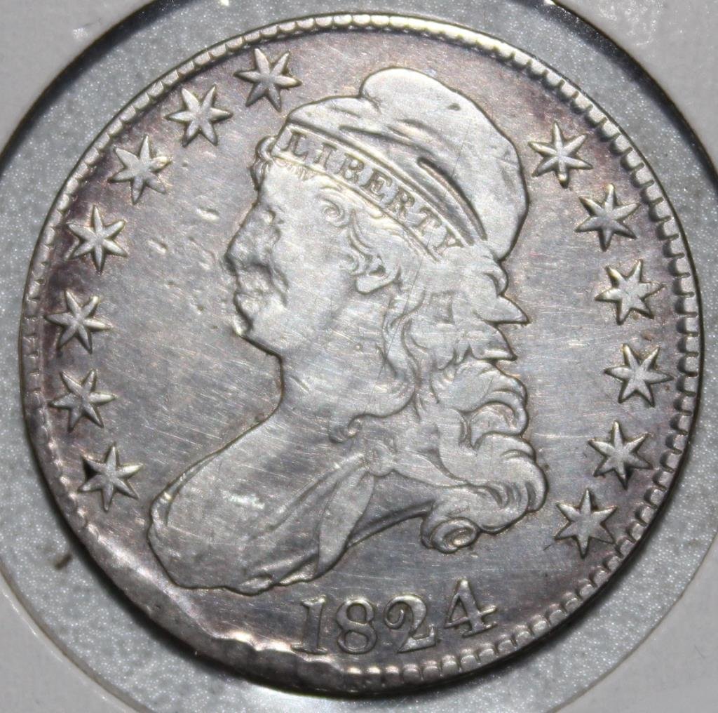 1824 BUST LIBERTY HEAD 50 CENT PIECE,