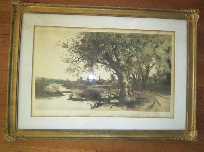ERNEST C ROST "A GLIMPSE OF THE VILLAGe"HAND colored
