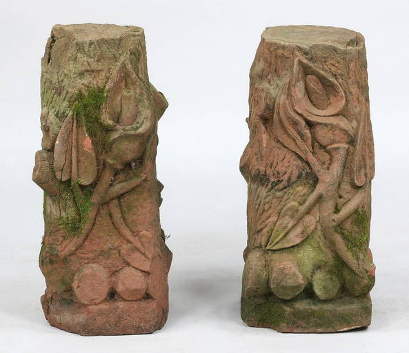 19th Century Carved Stone Tree Stump Pedestals