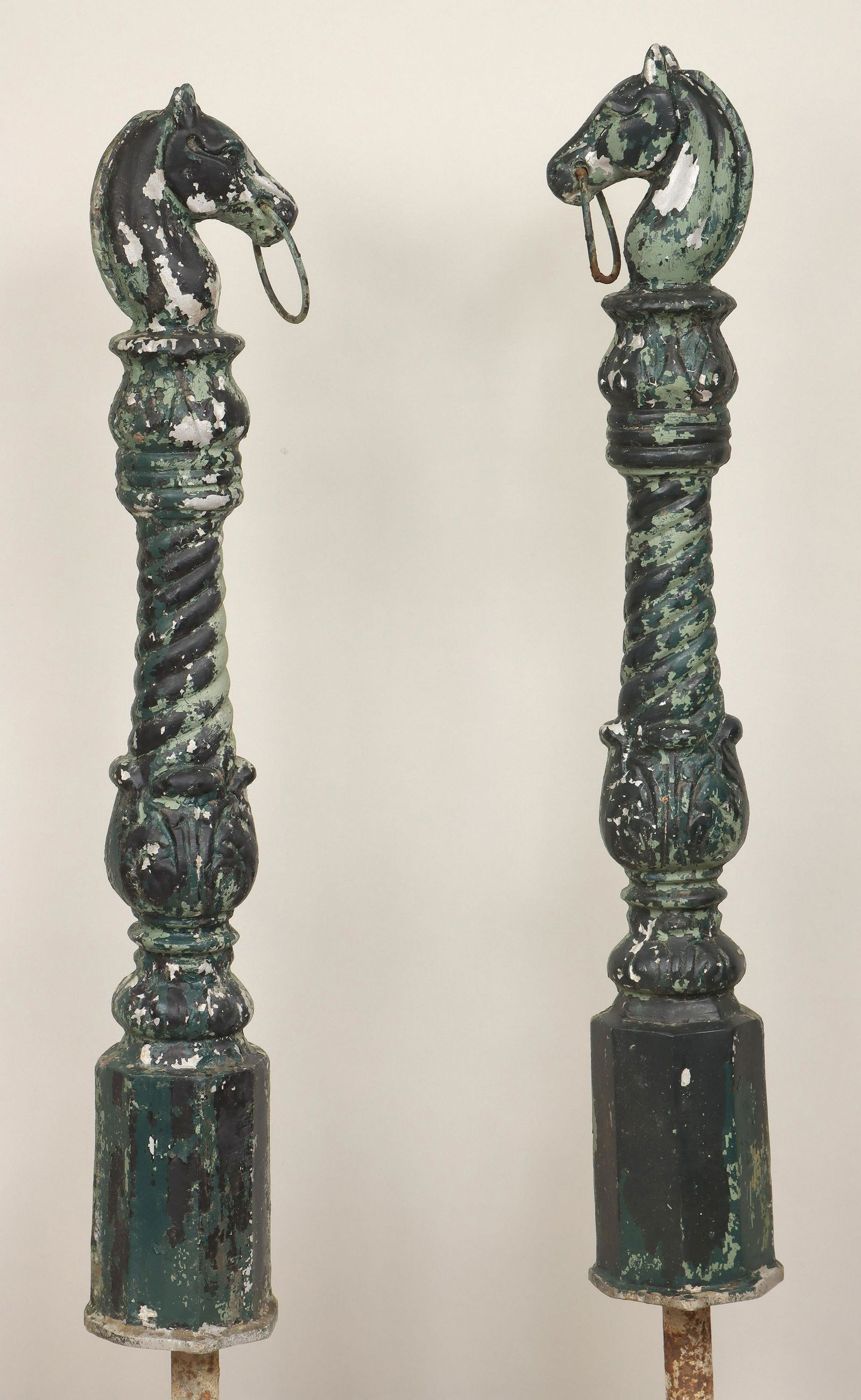 Pair Of Cast Zinc Horse Head Hitching Posts