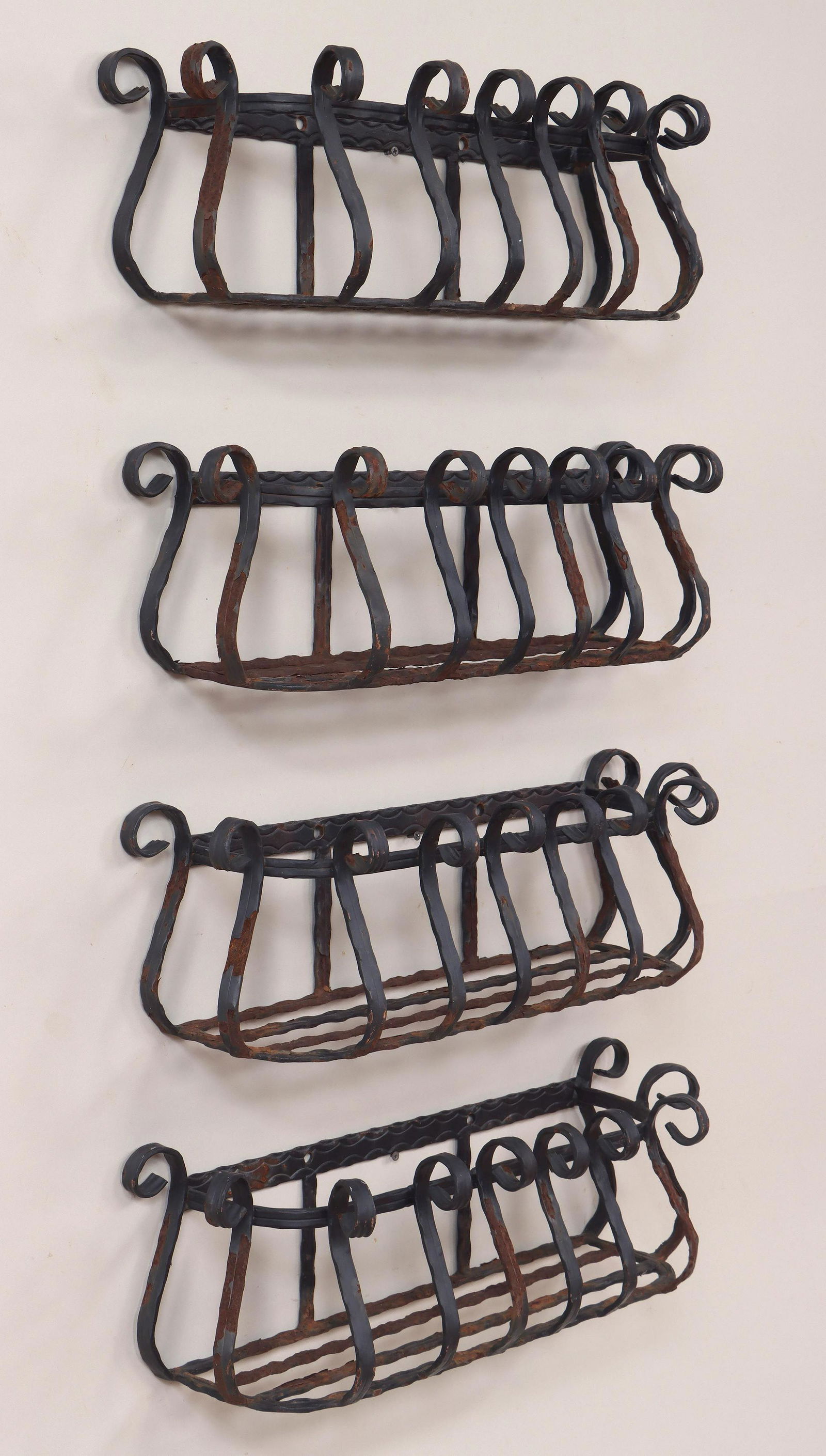 Set Of (4) Wrought Iron Window Boxes