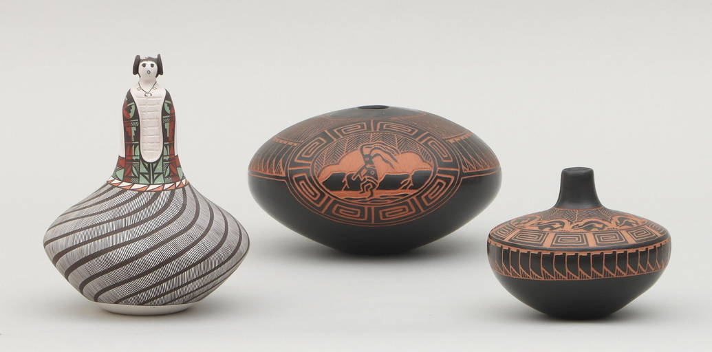 Group Of (3) Acoma Pottery