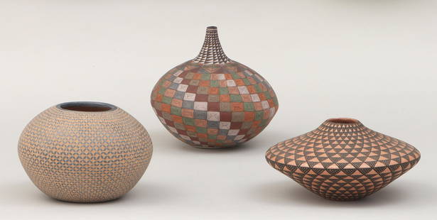 3 Native American Jemez & Acoma Pottery Jars